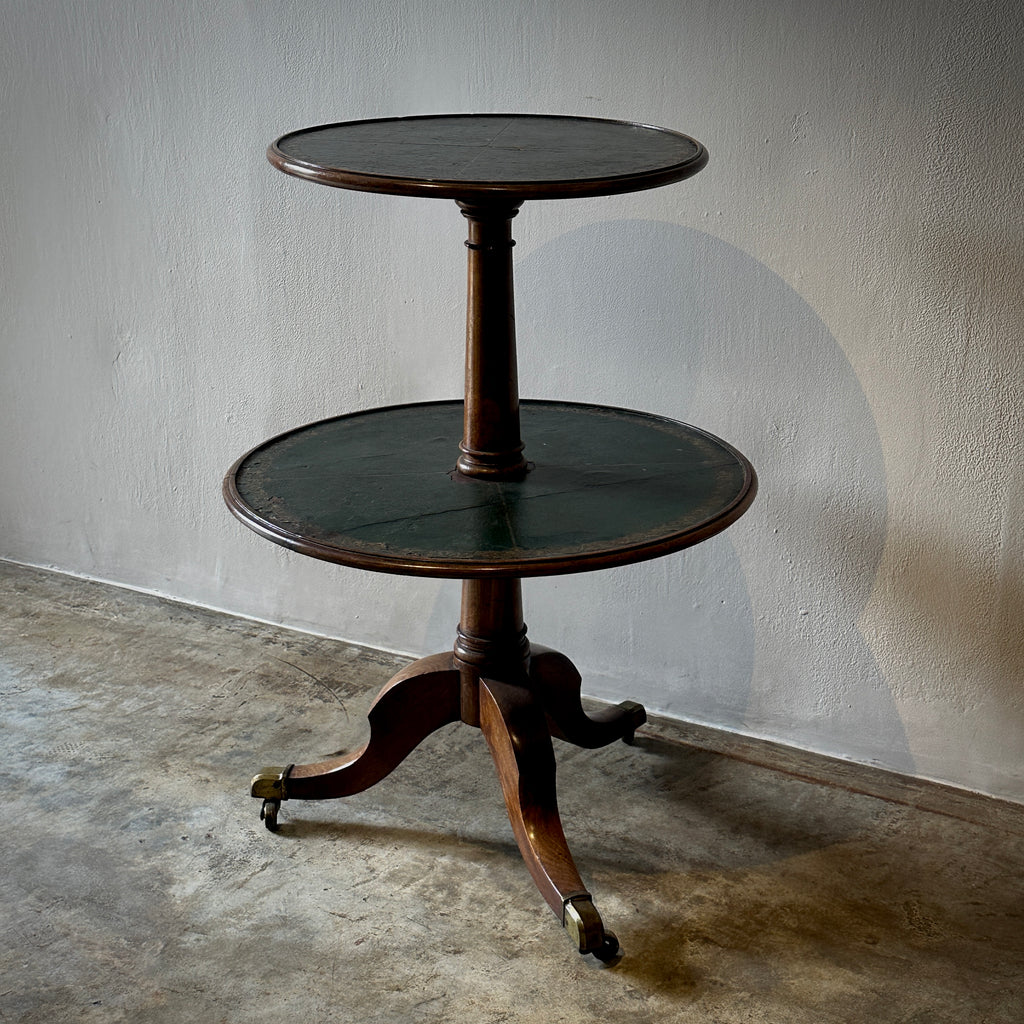 1860s French Two-Tier Round Table with Leather Top – Lee Stanton Antiques