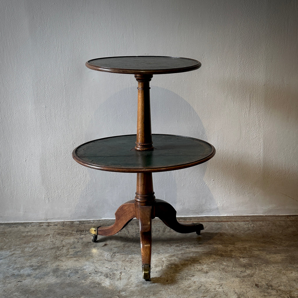 1860s French Two-Tier Round Table with Leather Top – Lee Stanton Antiques