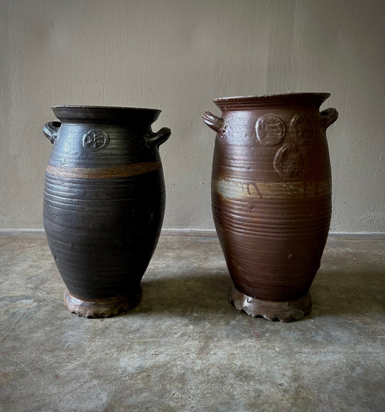 Pair of Large Stoneware Pots – Lee Stanton Antiques