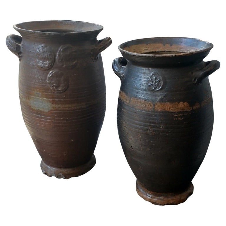 Pair of Large Stoneware Pots – Lee Stanton Antiques